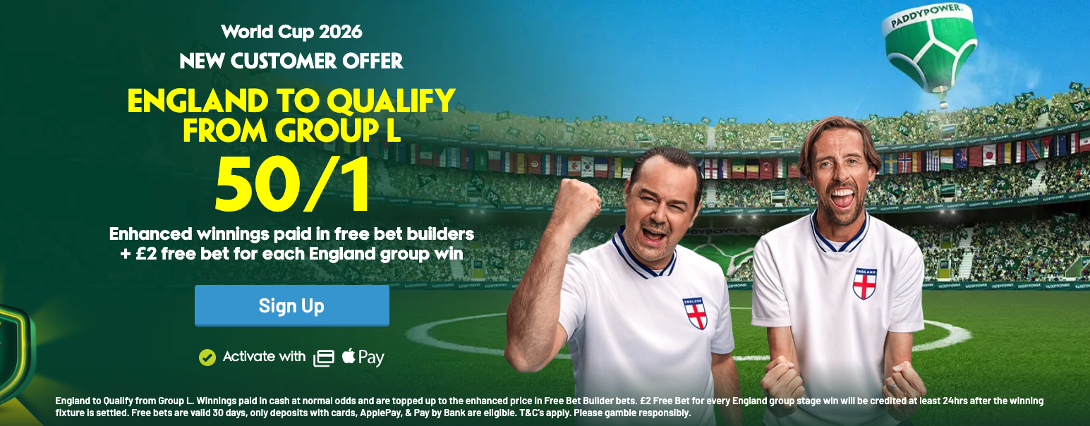 PaddyPower World Cup Free Bets: Get 50/1 for England to Qualify from ...